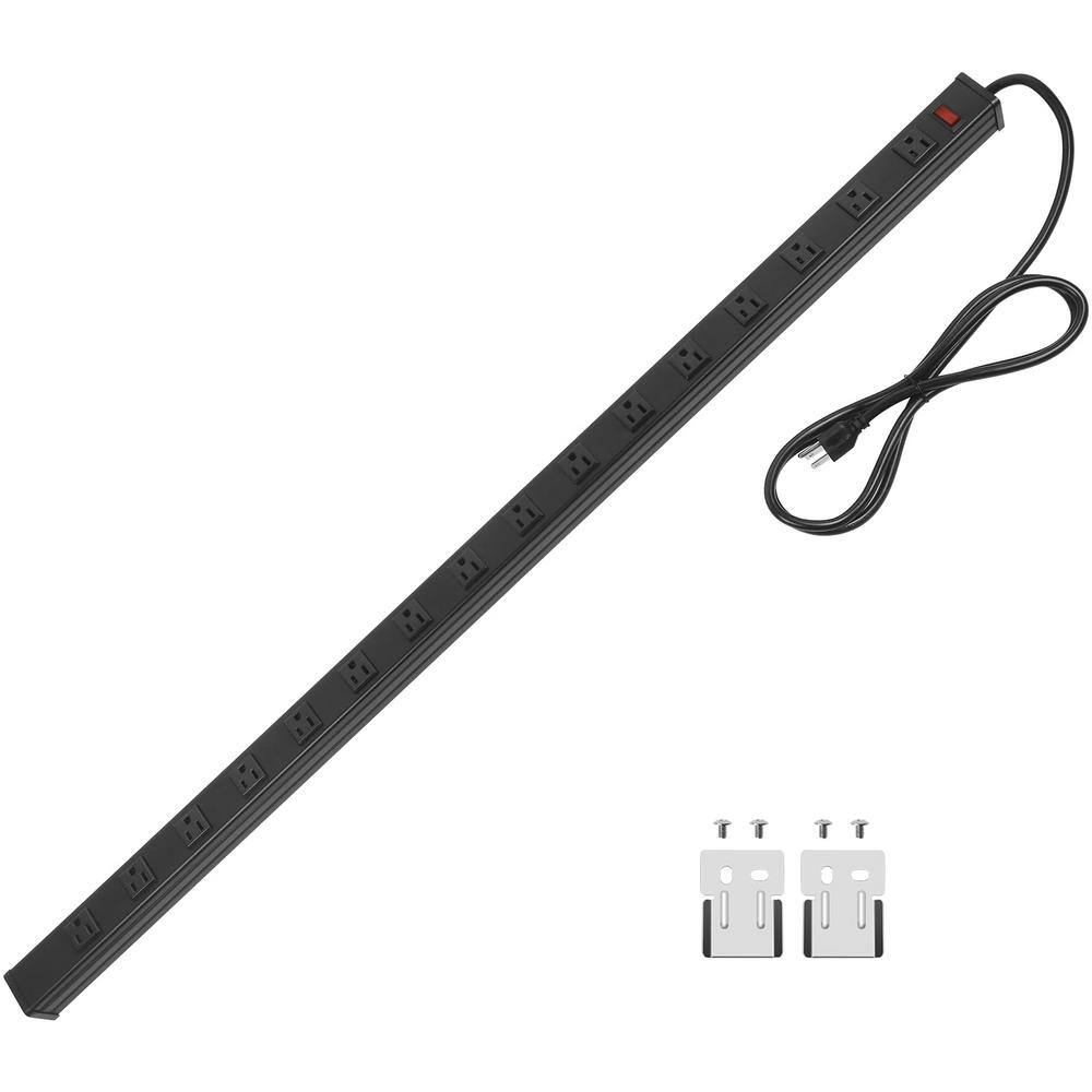 Lukyamzn 16-Outlet Long Heavy-Duty Power Strip Surge Protector in Black ...