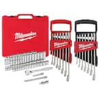 Milwaukee 3/8 in. Drive SAE/Metric Ratchet and Socket Mechanics Tool Set (56-Piece) 48-22-9008