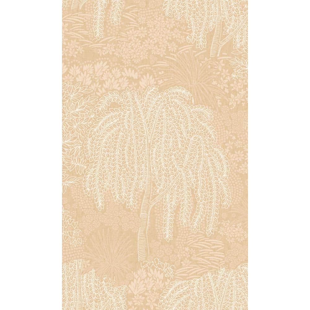 Walls Republic Beige Metallic Garden Tropical Textured Print Non-Woven ...