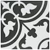 Merola Tile Arte Clover Black 9-3/4 in. x 9-3/4 in. Porcelain Floor and ...