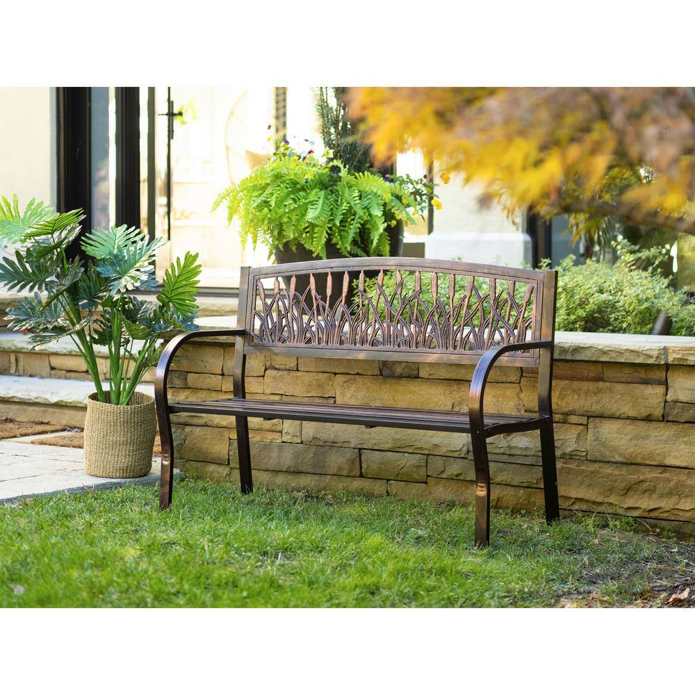 Evergreen Enterprises 48 in. Metal Garden Bench, Cat Tail PHA128 - The ...