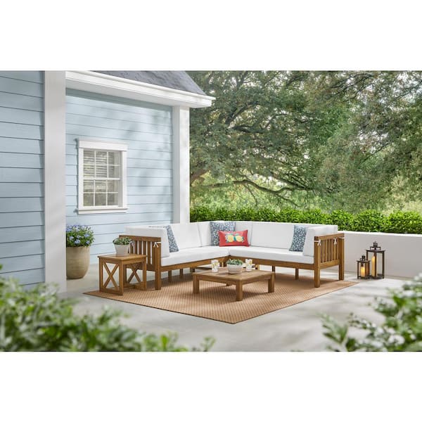 Hampton Bay 18 in. Natural brown Outdoor Side Table STB1