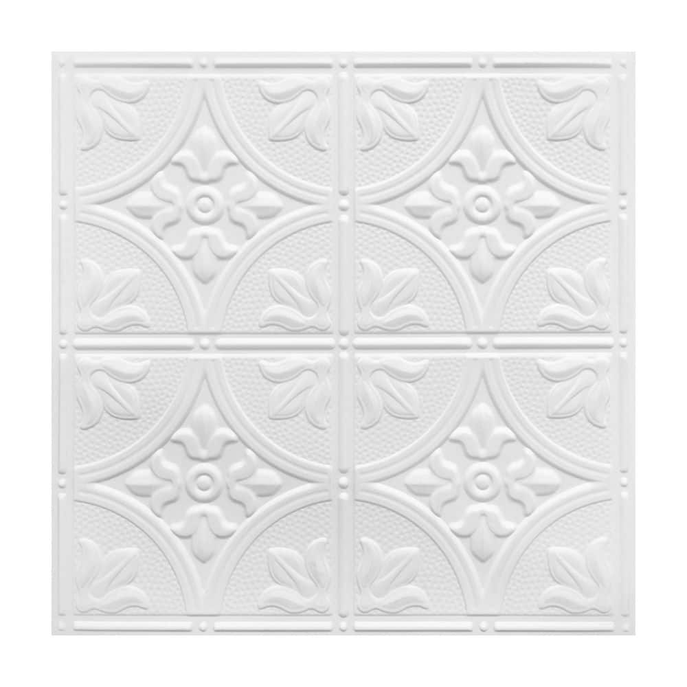 Gigrwiin White 2 ft. x 2 ft. Decorative Textured Ceiling Tile 48 (sq ...