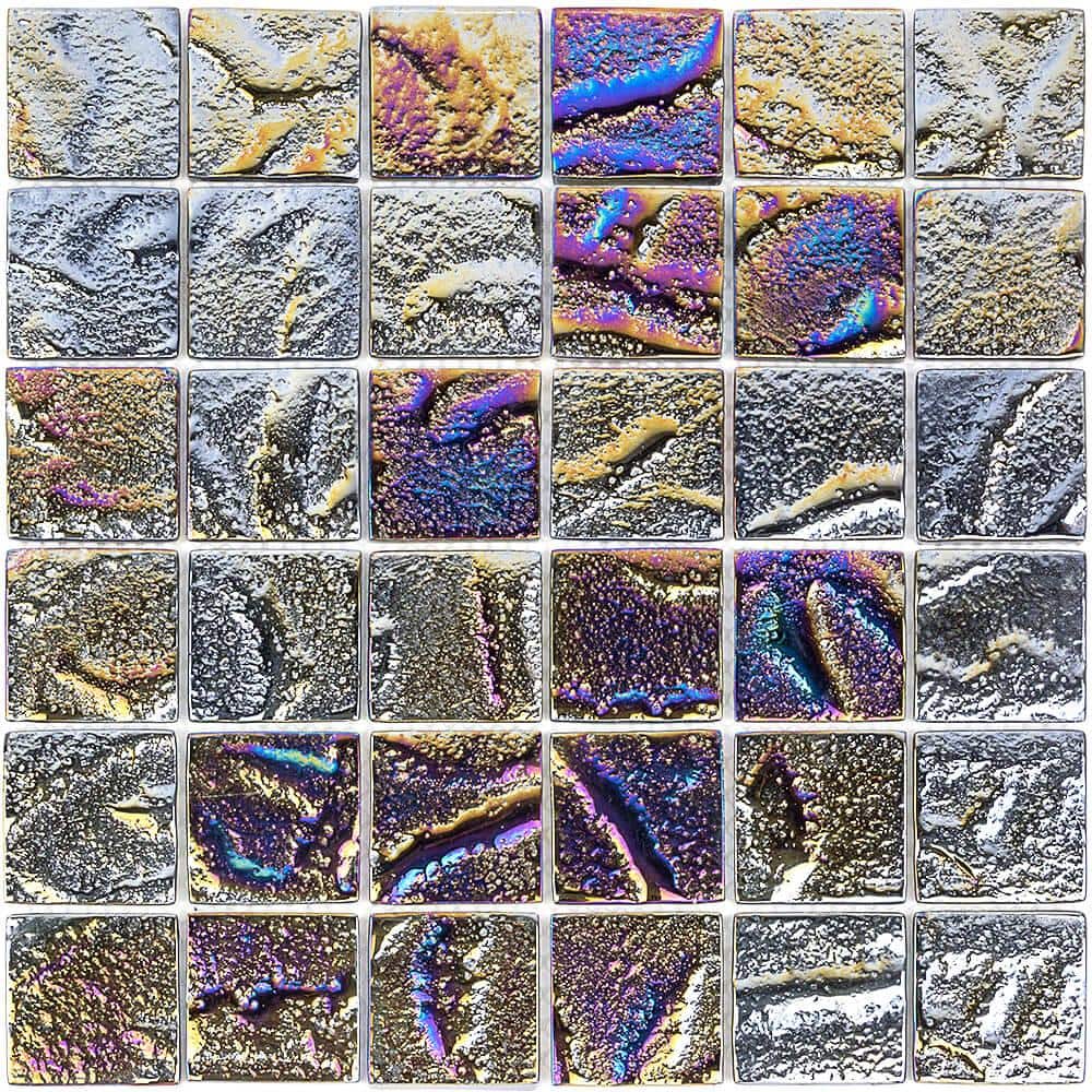Ivy Hill Tile Marina Iridescent Squares Black Glass 3 in. x 6 in ...