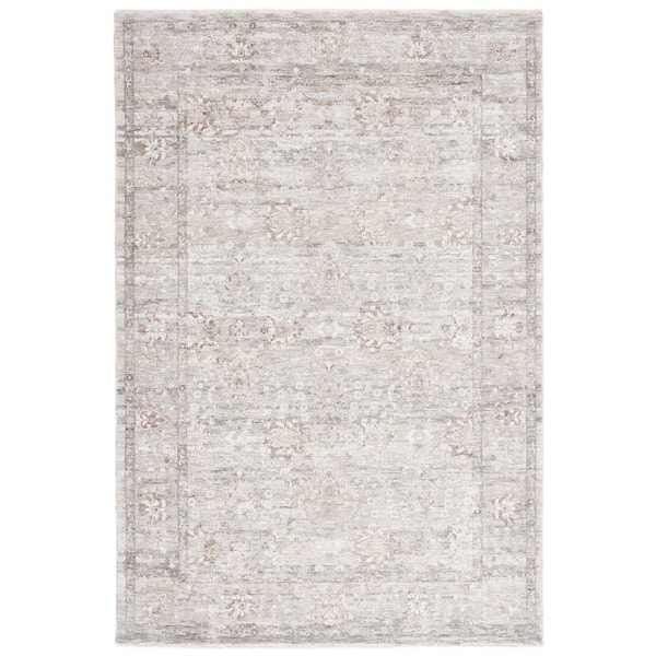 SAFAVIEH Mason 5 ft. x 8 ft. Beige/Dark Gray Distressed Border Floral ...