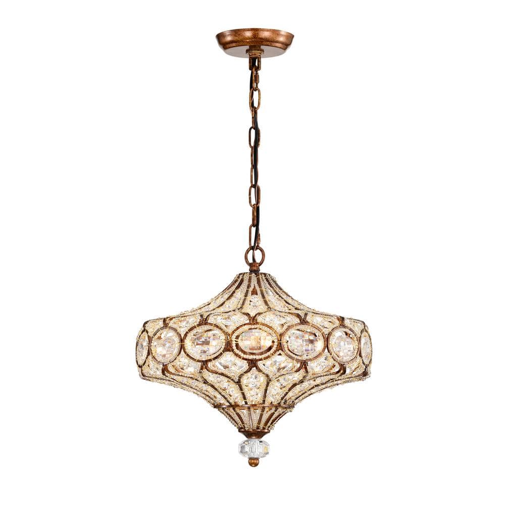 Warehouse of Tiffany Rilo 15 in. 4-Light Indoor Antique Bronze Finish Chandelier MD266/4SB - The ...