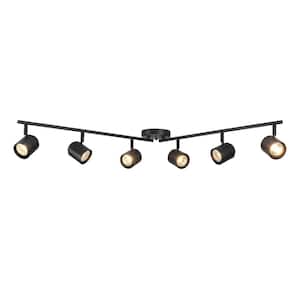 Globe Electric 5 ft. 6-Light Matte Black Hard Wired Double Center ...