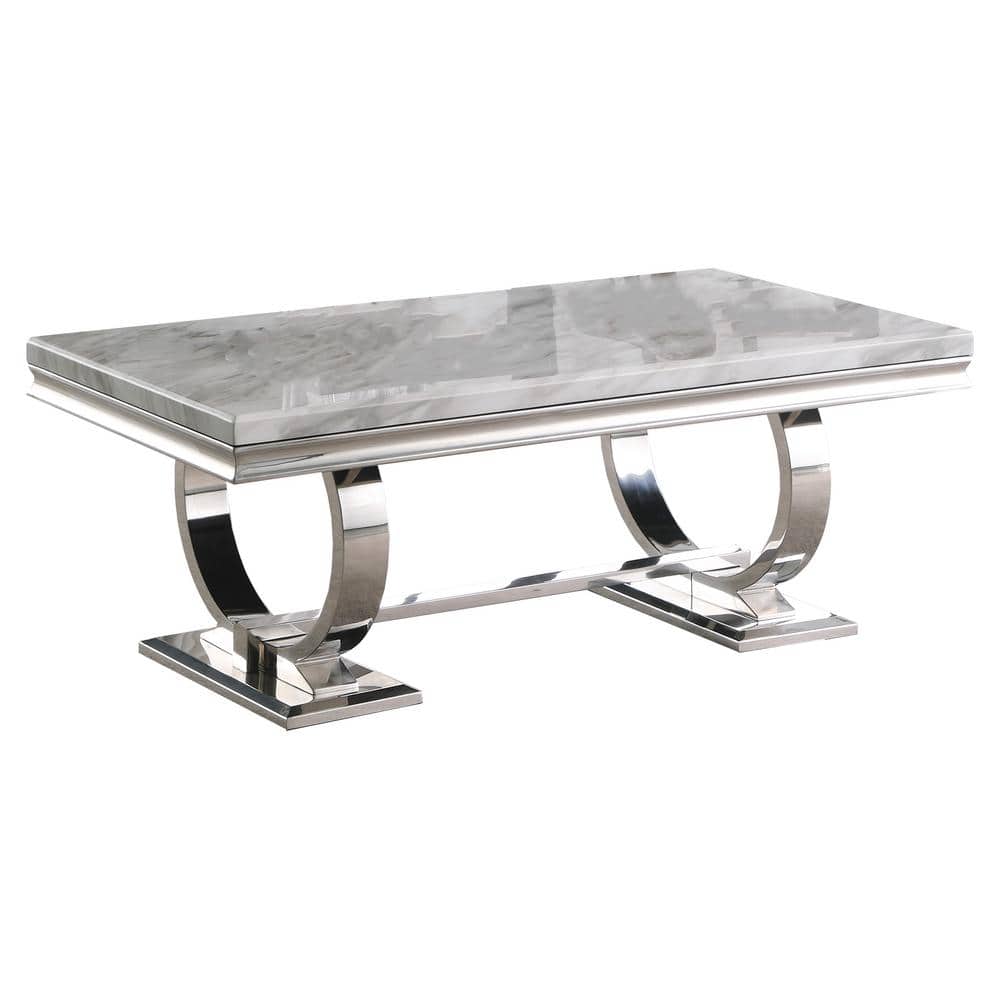 Best Master Furniture Lexington 47 .5 in. L White Rectangle Faux Marble ...