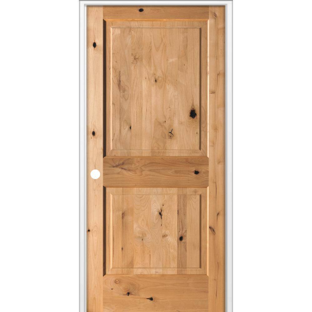 Krosswood Doors 36 in. x 80 in. Rustic Knotty Alder 2 Panel Square Top ...