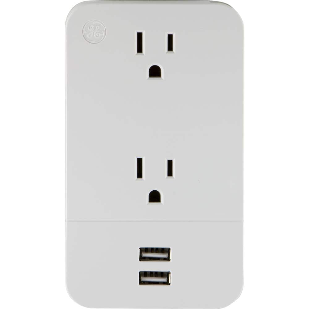 GE 2-Outlet 2-USB Charging Station with Built-In Cable Management 31705 ...