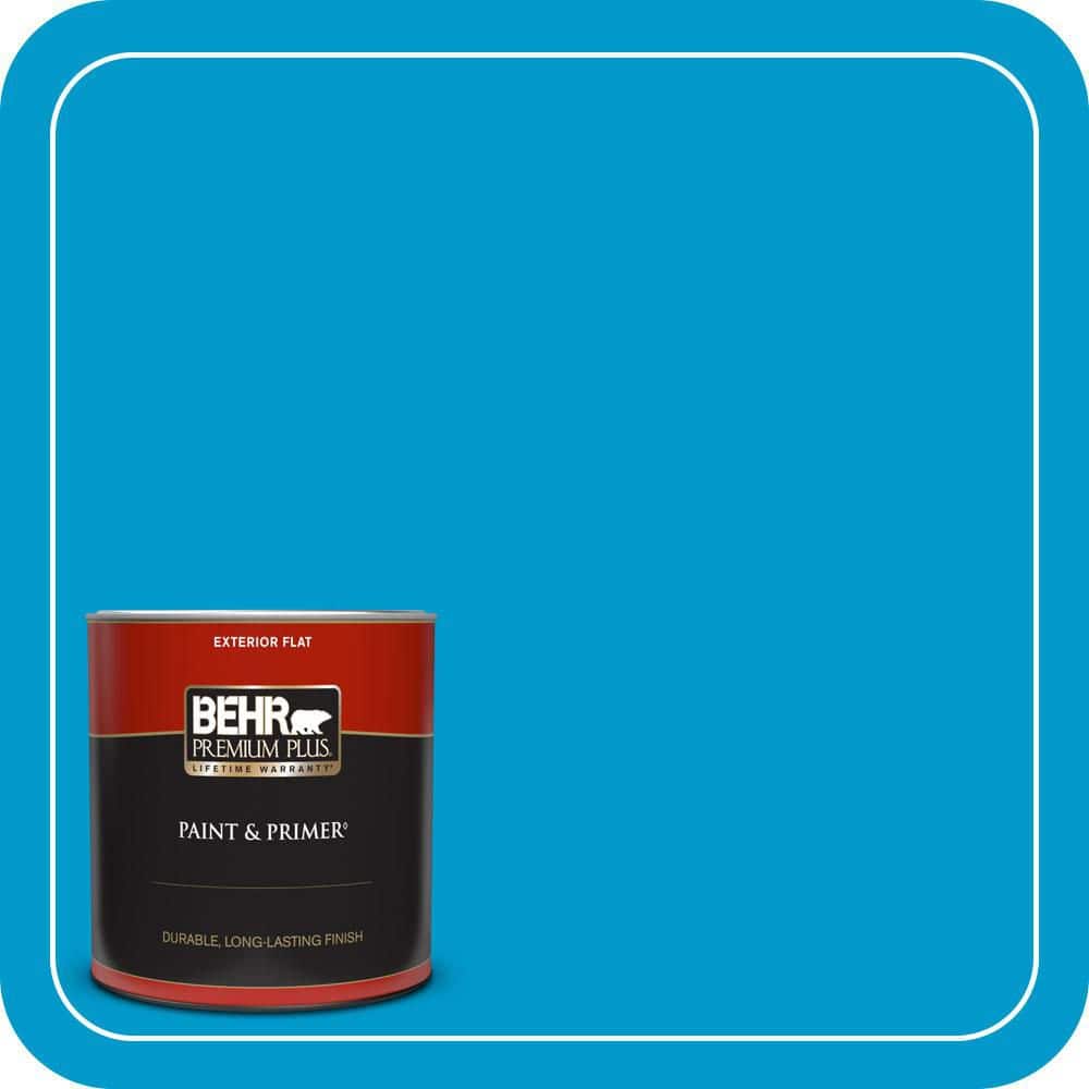 BEHR PREMIUM PLUS 1 qt. #550B-6 Isle of Capri Flat Exterior Paint ...