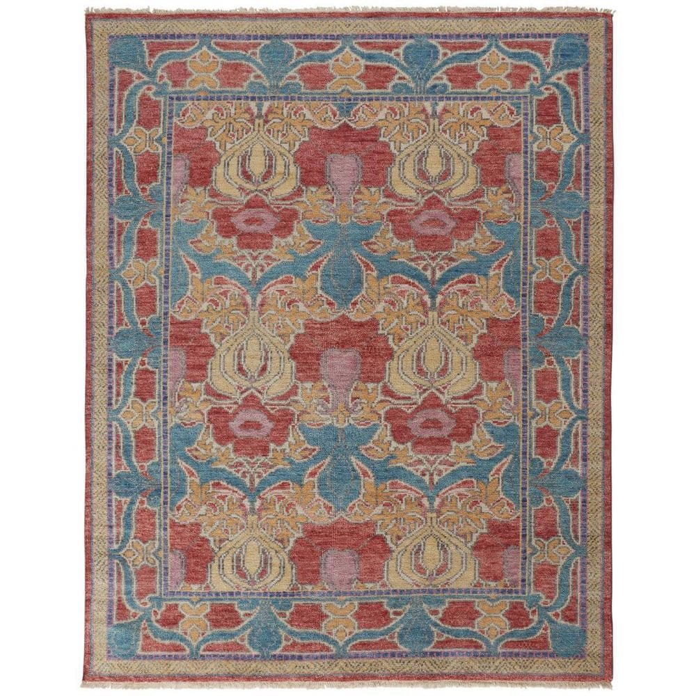 HomeRoots 6 ft. x 9 ft. Blue, Red, Yellow Oriental Area Rug 2000566613 ...