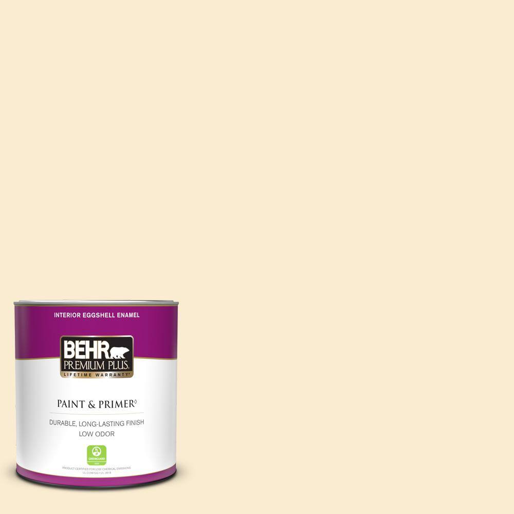 BEHR PREMIUM PLUS 1 qt. #OR-W04 Nice Cream Eggshell Enamel Low Odor ...