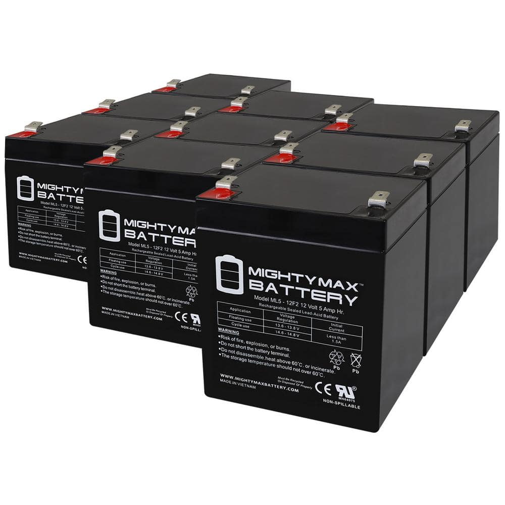 MIGHTY MAX BATTERY 12-Volt 5Ah F2 SLA Replacement Battery for APC ...