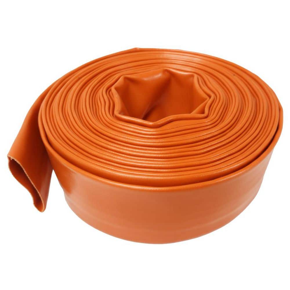 HYDROMAXX 3 in. x 300 ft. Heavy Duty 6 Bar Orange Lay Flat Flexible PVC ...