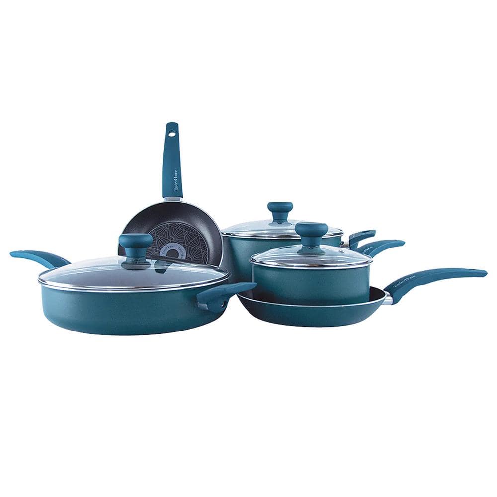 Taste of Home 8-Piece Aluminum Nonstick Cookware Set in Sea Green ...