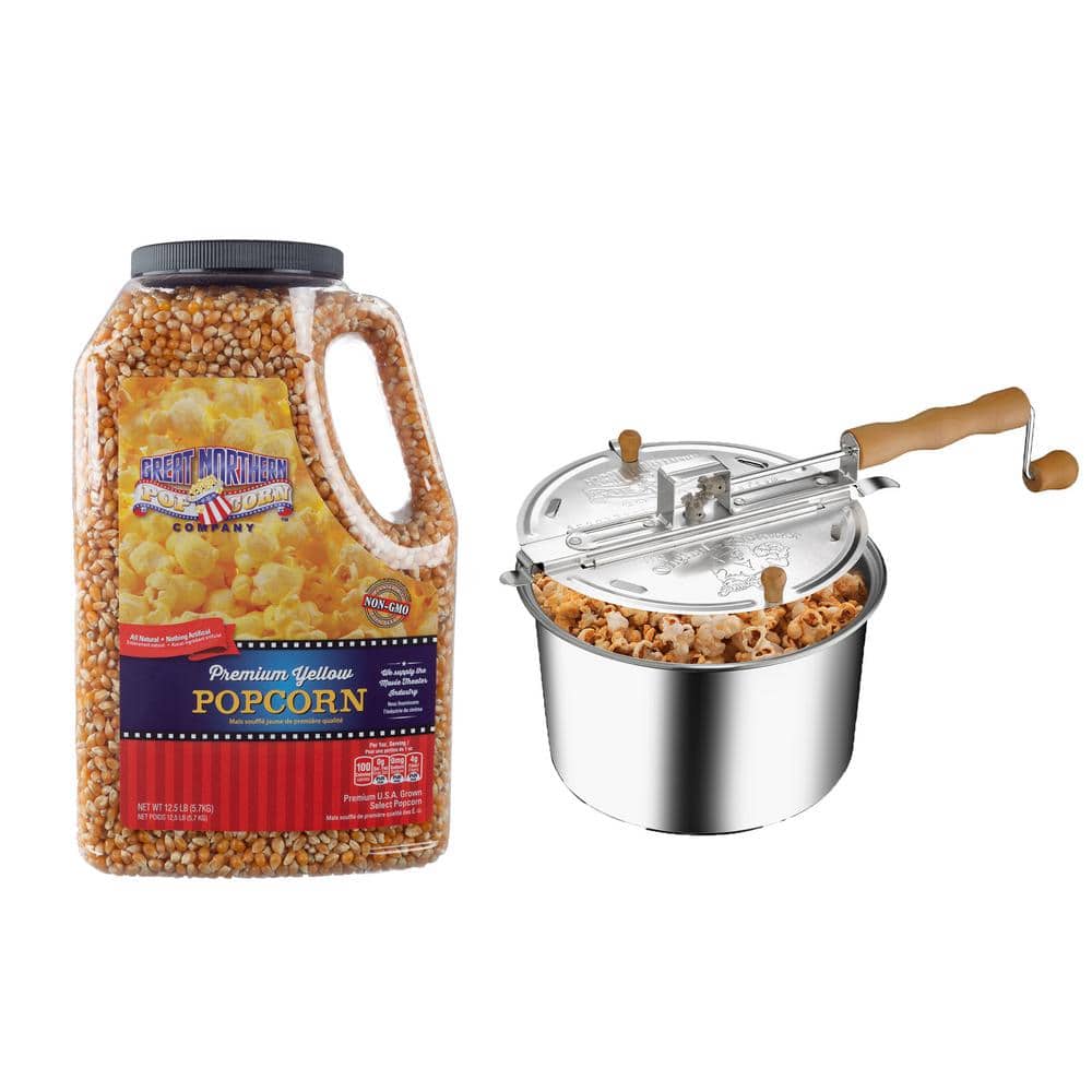Great Northern 6.5 qt. Stainless Steel Stove Top Popcorn Popper with 12 ...