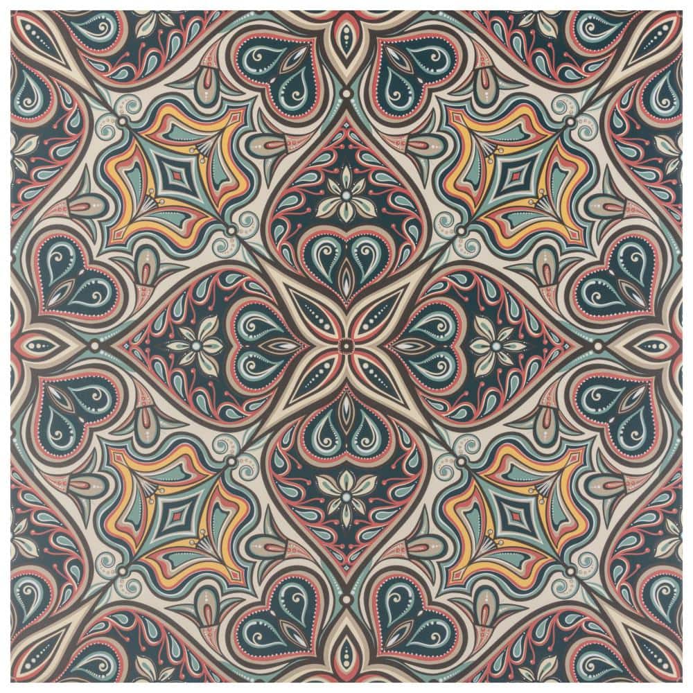 Merola Tile Imagine Tapestry Mandala 9-3/4 in. x 9-3/4 in. Porcelain ...