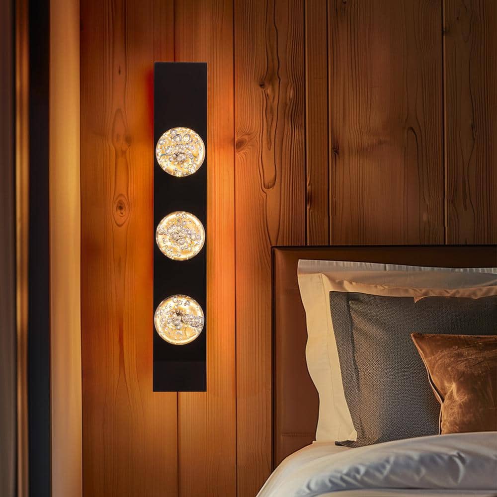 RICHARDERY Modern 3-Light Black Dimmable LED Wall Sconce Wall Lighting ...