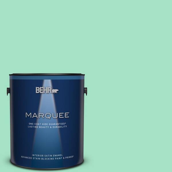 BEHR MARQUEE 1 gal. #470A-3 Reef Green Satin Enamel Interior Paint ...