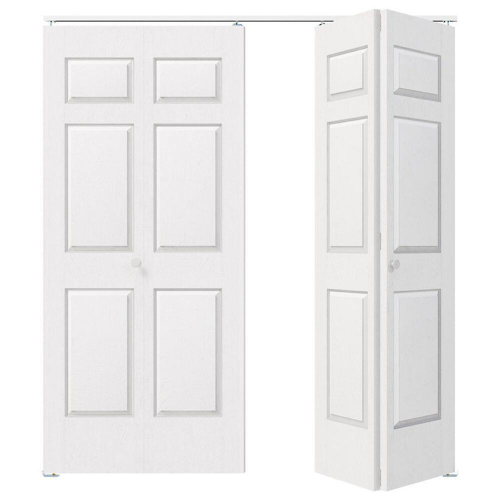 TENONER 72 in. x 80 in. 6-Panel Textured MDF White Hollow Core ...