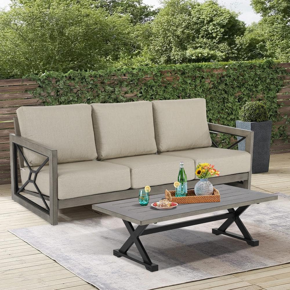 ULAX FURNITURE Marindo 2-Piece Aluminum Outdoor Conversation Sofa Set ...