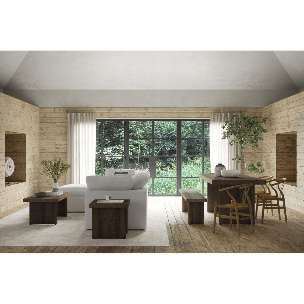 NADAAL STUDIOS Brannon Rustic Aged Brown Pine Wood 84.5 in. Rectangle ...