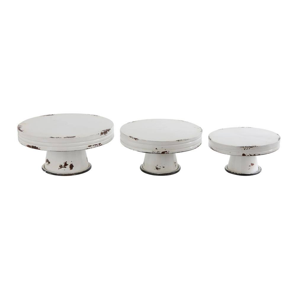 Storied Home Distressed White Metal Cake Stand DA8545 - The Home Depot