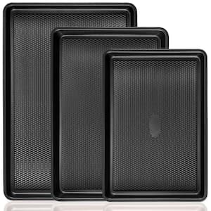 Adrinfly 3-Piece Carbon Steel Baking Sheet Pan Sets, Heavy Duty ...