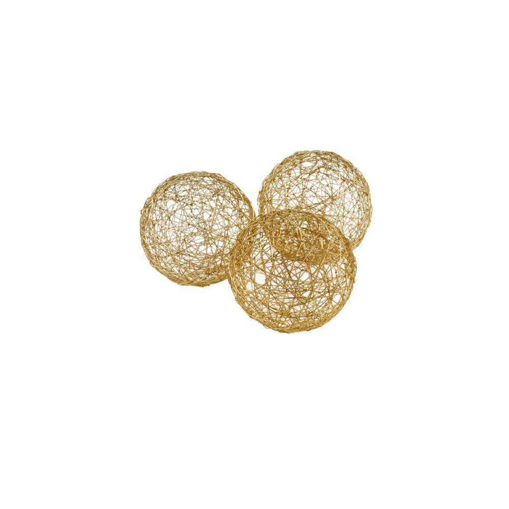 HomeRoots Metal Gold Decorative Orbs Set of 3 2000373740 - The Home Depot