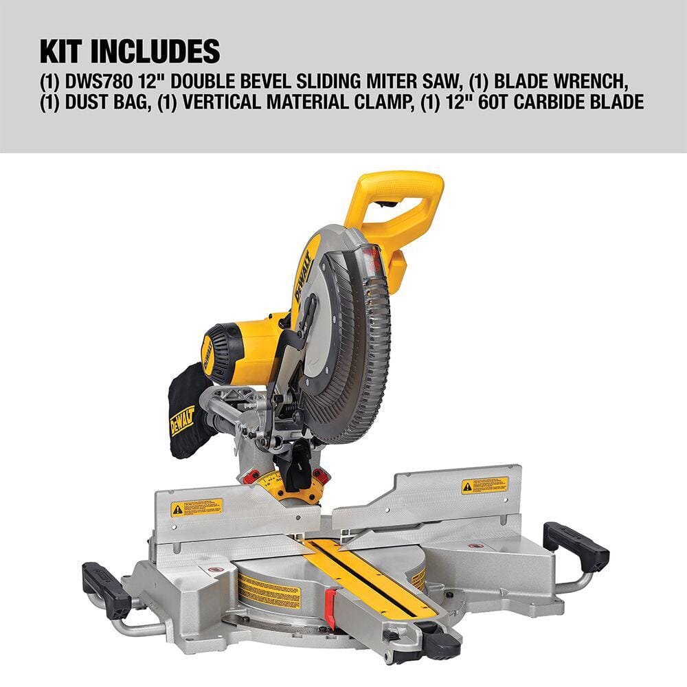 DEWALT 15 Amp Corded 12 in. Double Bevel Sliding Compound Miter Saw with XPS technology, Blade ...