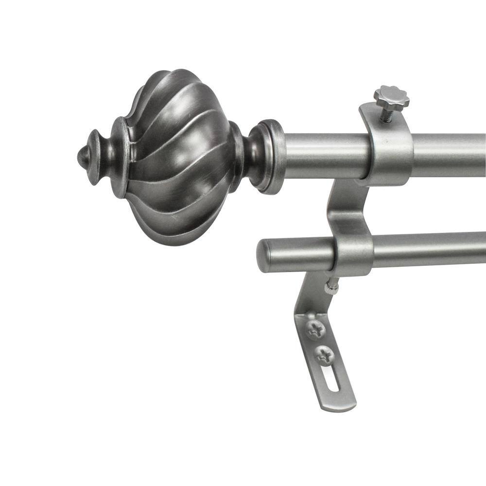 Montevilla 5/8 in. Ribbed Knob Telescoping Drapery Single Rod Set 48 in ...