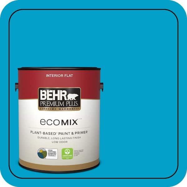 BEHR PREMIUM PLUS 1 gal. #P490-5 Yucatan Flat EcoMix Plant-Based ...