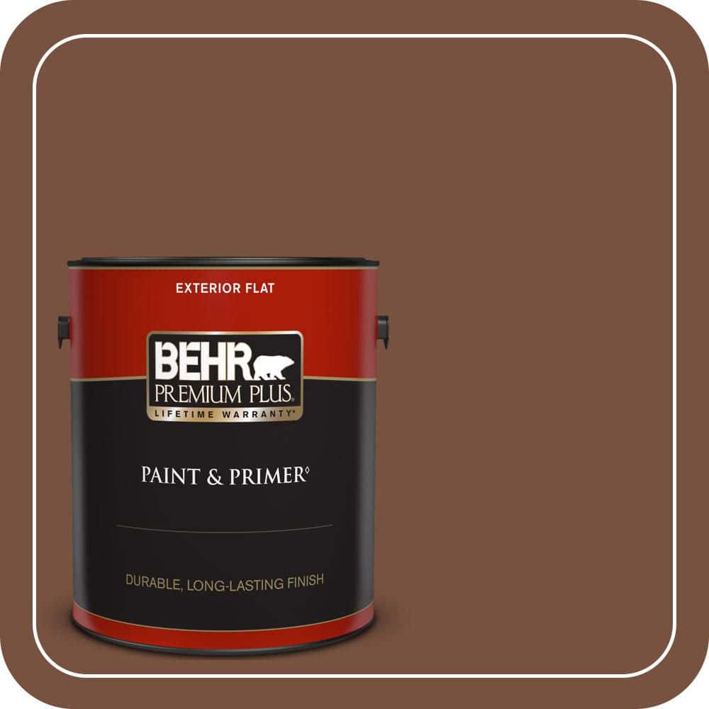 BEHR PREMIUM PLUS 1 gal. #240F-7 Root Beer Flat Exterior Paint & Primer ...