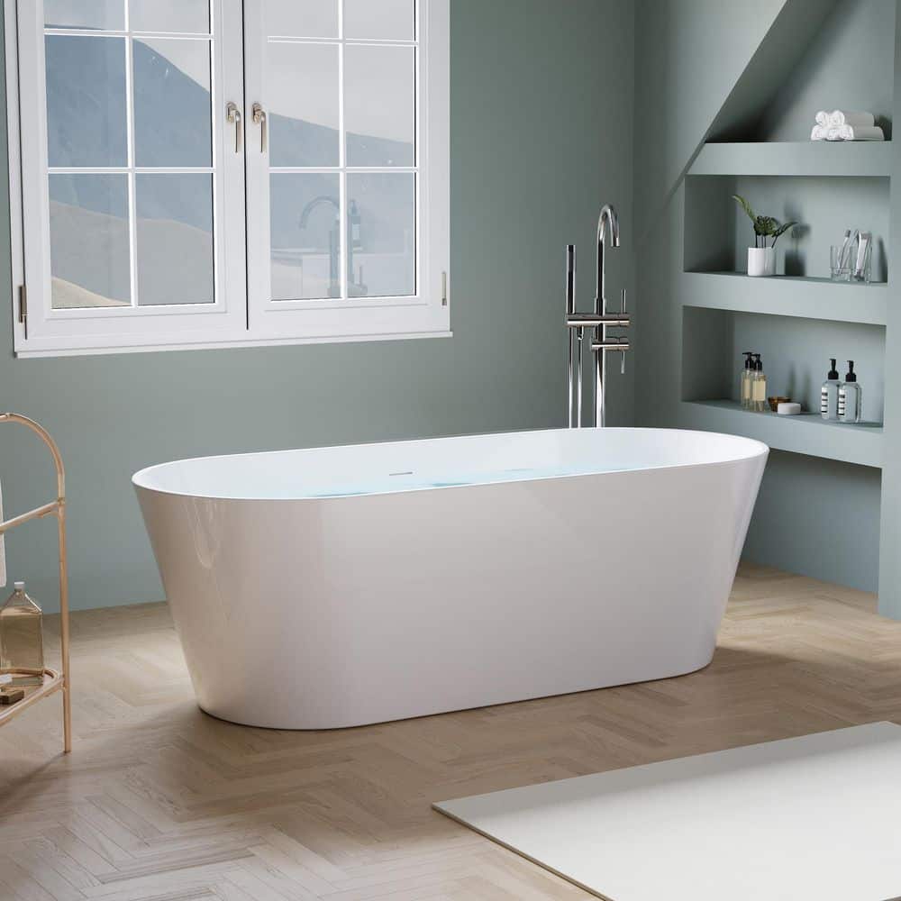 WELLFOR Divan 67 in. x 28.74 in. Soaking Bathtub with Center Drain in ...