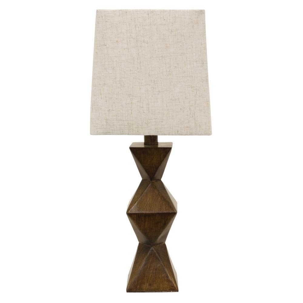 Decor Therapy Knox Stacked 20.5 in. Brown Table Lamp with Linen Shade ...