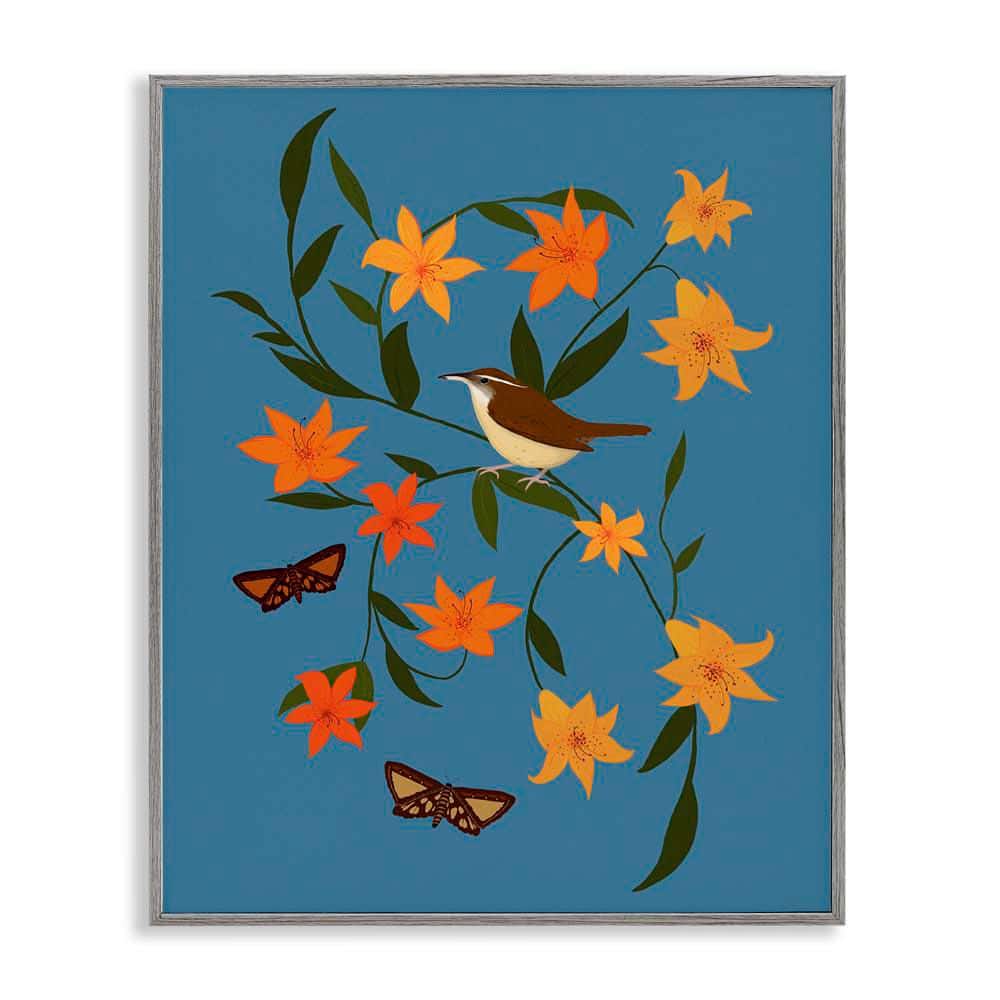 Stupell Industries Sparrow on Lily Bunches by Michelle Ingari Designs ...