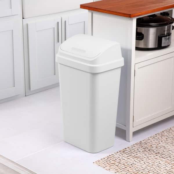 Sterilite 13 Gal. White Swing Top Lid Kitchen Wastebasket Plastic Household Trash Can 4 Pack 4 x 10898004