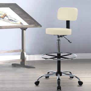 HOMESTOCK Faux Leather Adjustable Height Drafting Stool Chair in ...