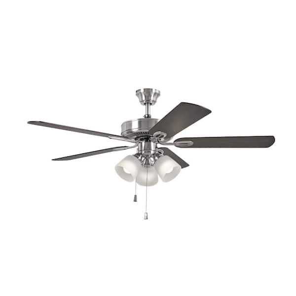 Brushed Silver Ceiling Fan Hunter 54188 Bennett 52 Inch Brushed Nickel