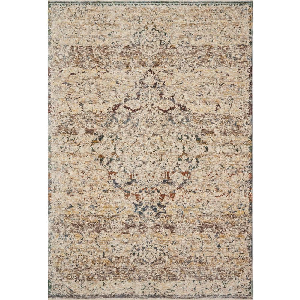 LOLOI II Lourdes Ivory/Multi 2 ft. 7 in. x 12 ft. Distressed Oriental ...