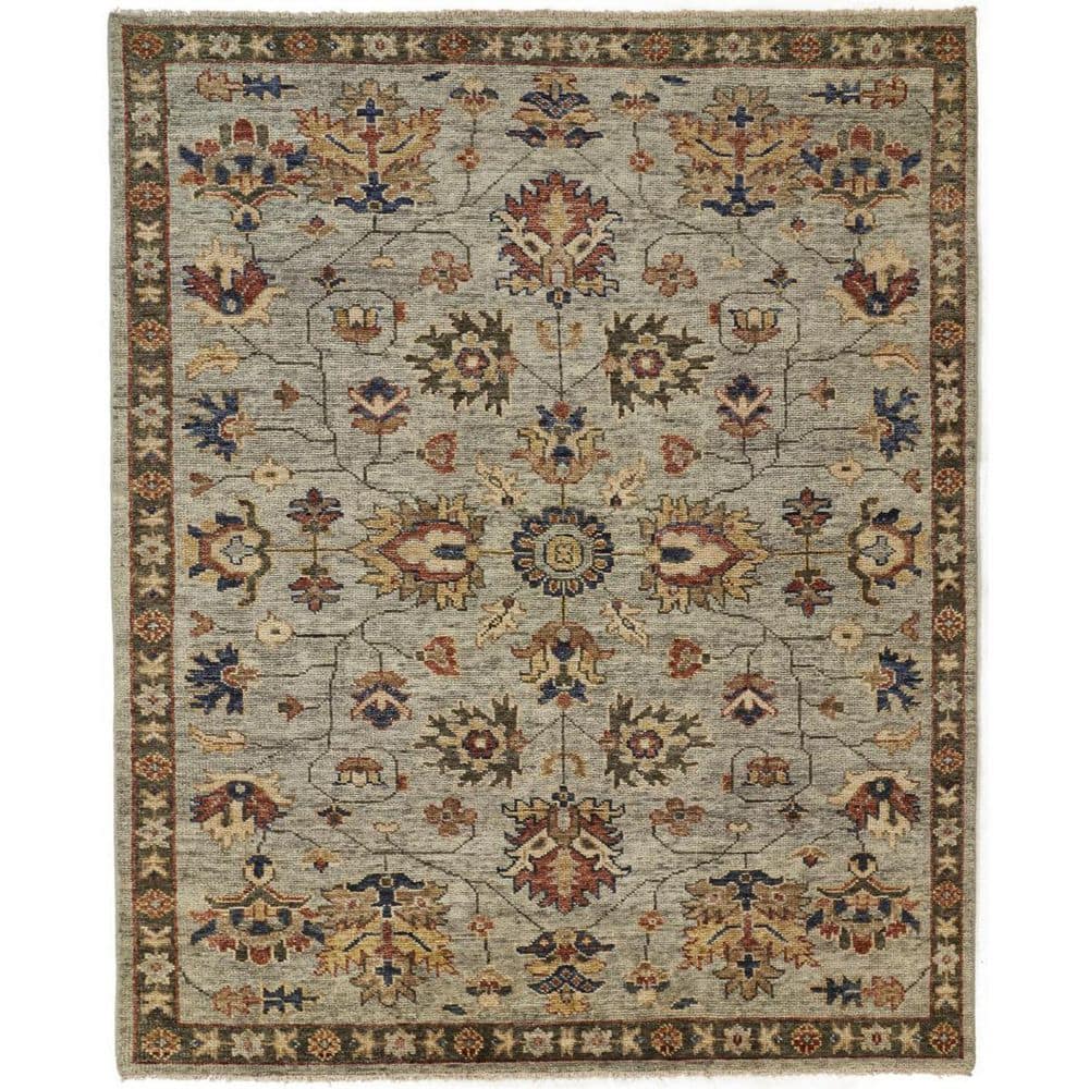 HomeRoots 2 ft. x 8 ft. Gray, Ivory Floral Area Rug 2000512620 - The ...