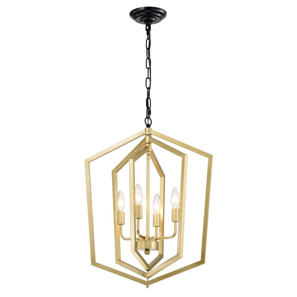 bessten Athena 4-Light Farmhouse Gold Chandelier with Adjustable Height ...