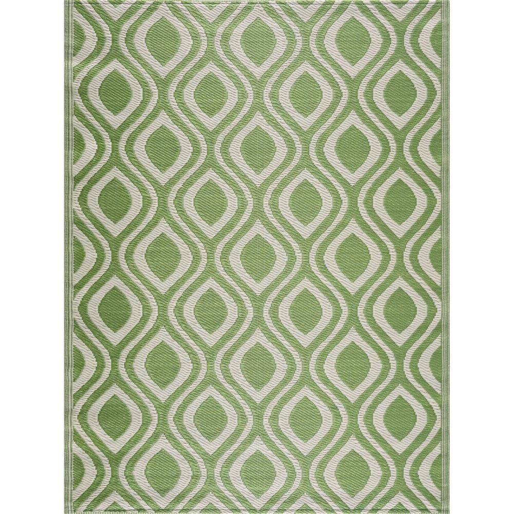 PLAYA RUG Venice Green Creme 4 ft. x 6 ft. Reversible Recycled Plastic ...