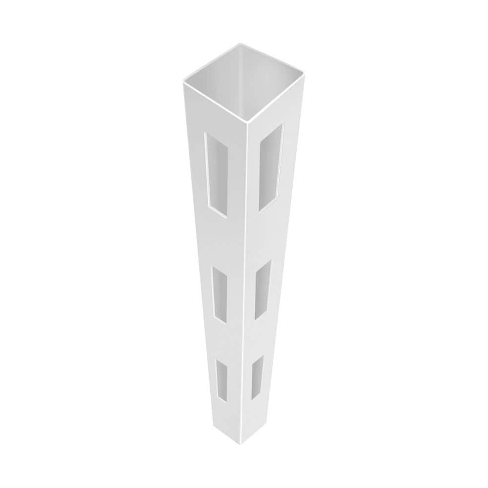 Veranda 5 in. x 5 in. x 7 ft. White Vinyl 3-Hole Fence Corner Post ...
