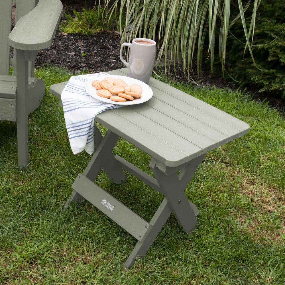 Highwood Adirondack Eucalyptus Recycled Plastic Outdoor Folding Side ...
