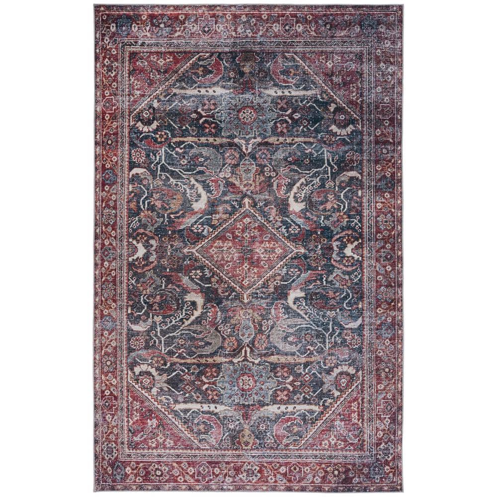 SAFAVIEH Tuscon Dark Green/Rust 8 ft. x 10 ft. Machine Washable ...