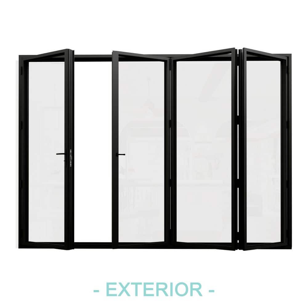 ARK DESIGN 120in. x 96 in. Right Swing Tempered Glass Black Aluminum ...