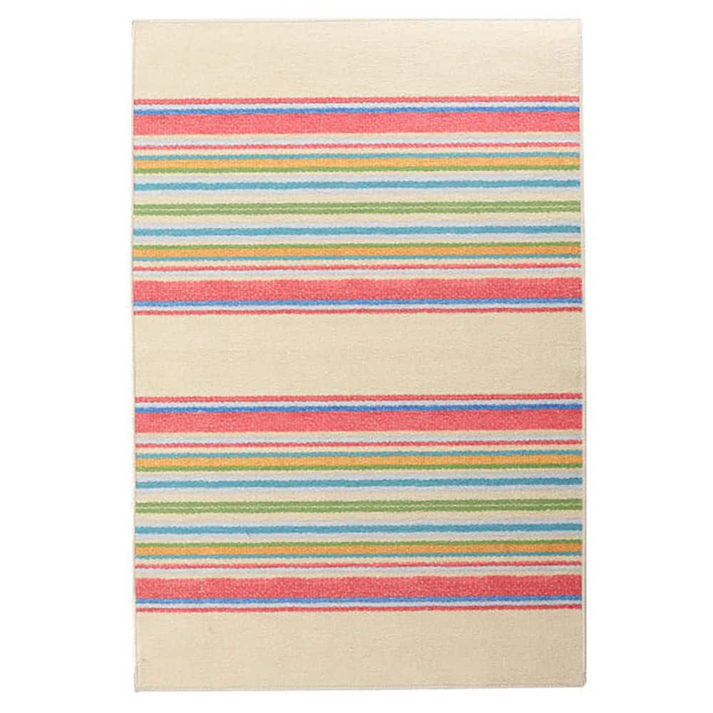 DASH & ALBERT Cady Stripe Machine Washable Multi 8 ft. x 10 ft. Indoor ...