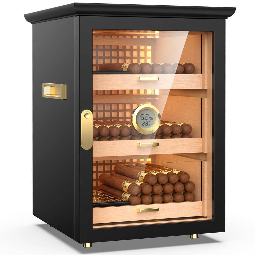 Mojgar Desktop 180-Counts Cigar Humidor Cabinet With Digital Hygrometer ...